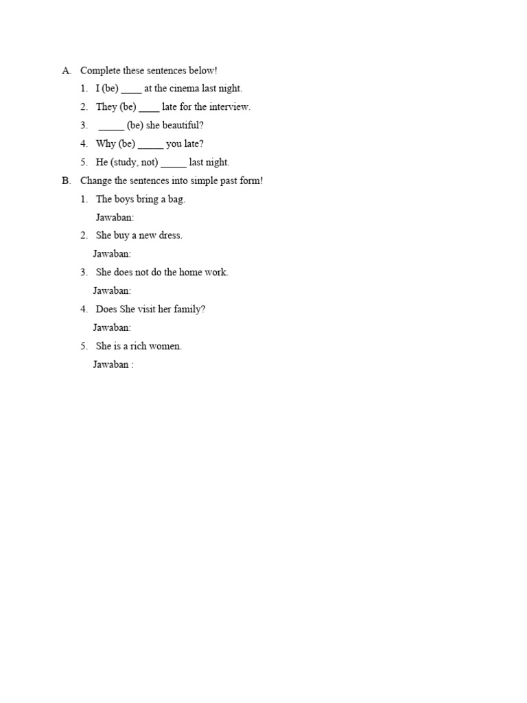 Soal Simple Past Tense Essay | PDF