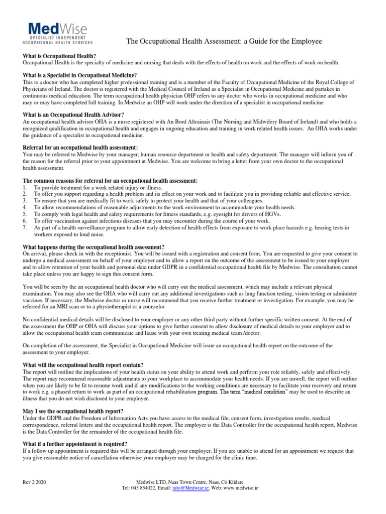 The Occupational Health Assessment A Guide For The Employee | PDF ...