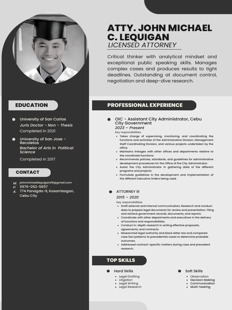 Resume - John Michael C. Lequigan | PDF | Lawyer | Justice
