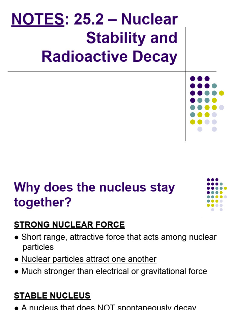Nuclear Stability and Radioactive Decay | PDF