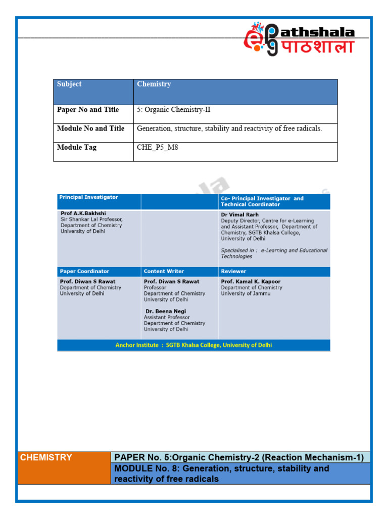 Free Radical Epg | PDF | Radical (Chemistry) | Ozone Depletion