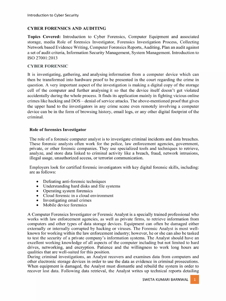 Cyber Forensics and Auditing (Unit 4) | PDF