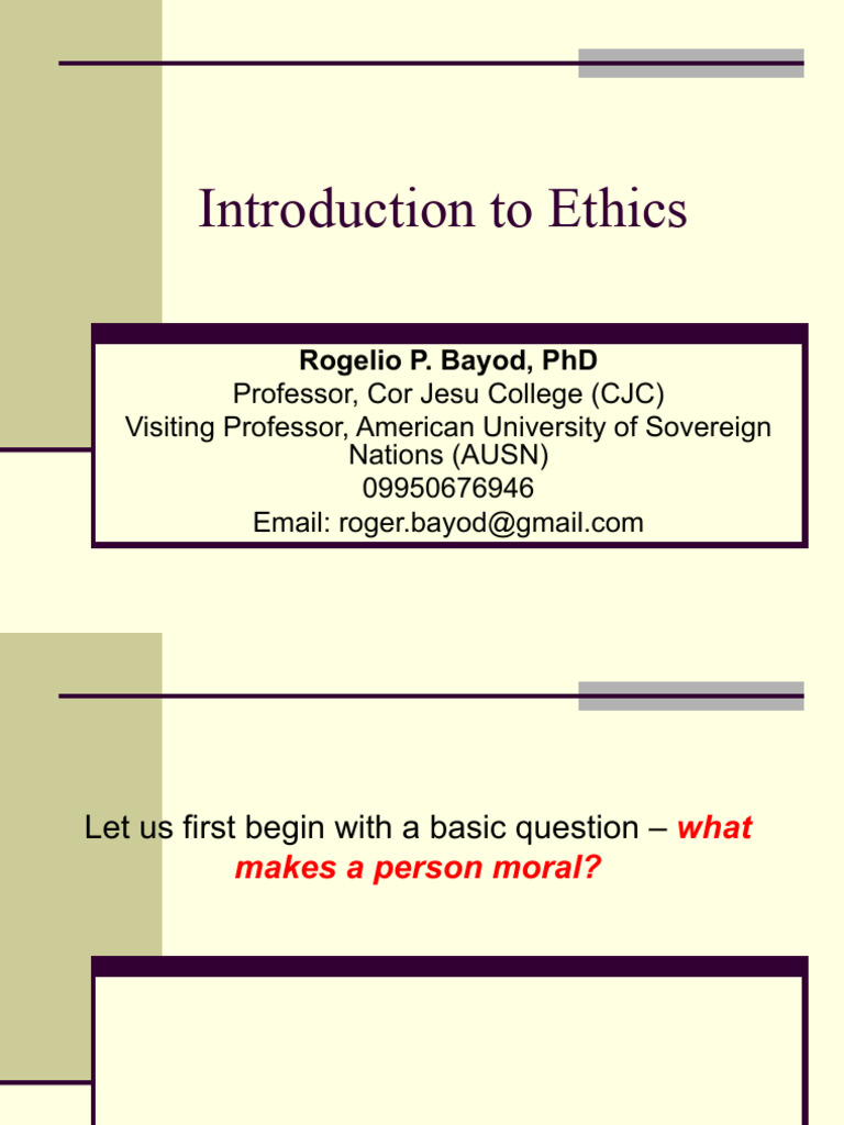 Specific Introduction To Ethics | PDF | Morality | Reason