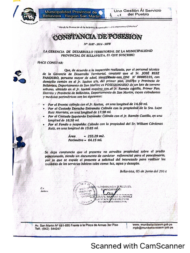 Constancia de Posesión | PDF