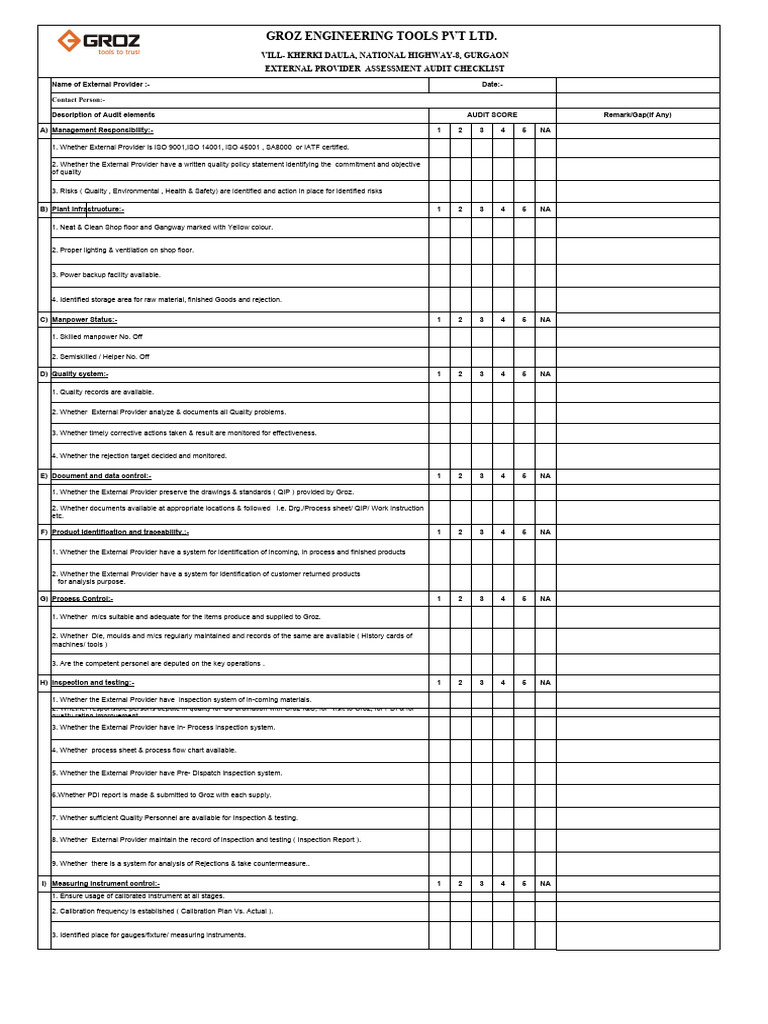 Audit Sheet | PDF | Audit | Dangerous Goods