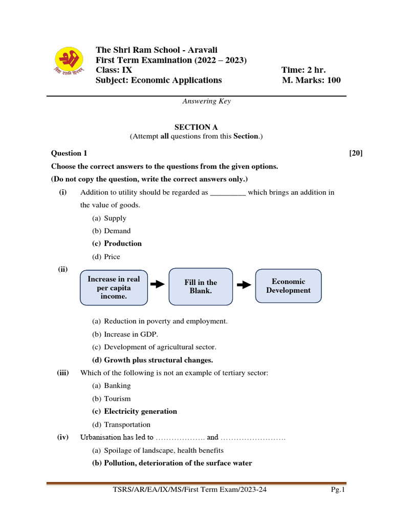 Class IX Economics Exam Guide | PDF | Agriculture | Socialism