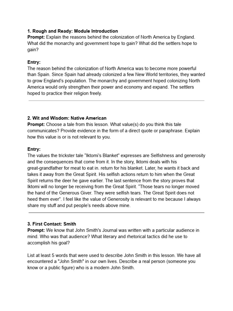Module 1 Journal | PDF | John Winthrop