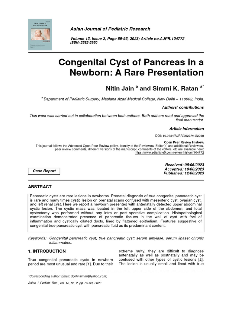 Cong Cyst Pancreas DR Nitin Jain | PDF | Pancreas | Abdomen