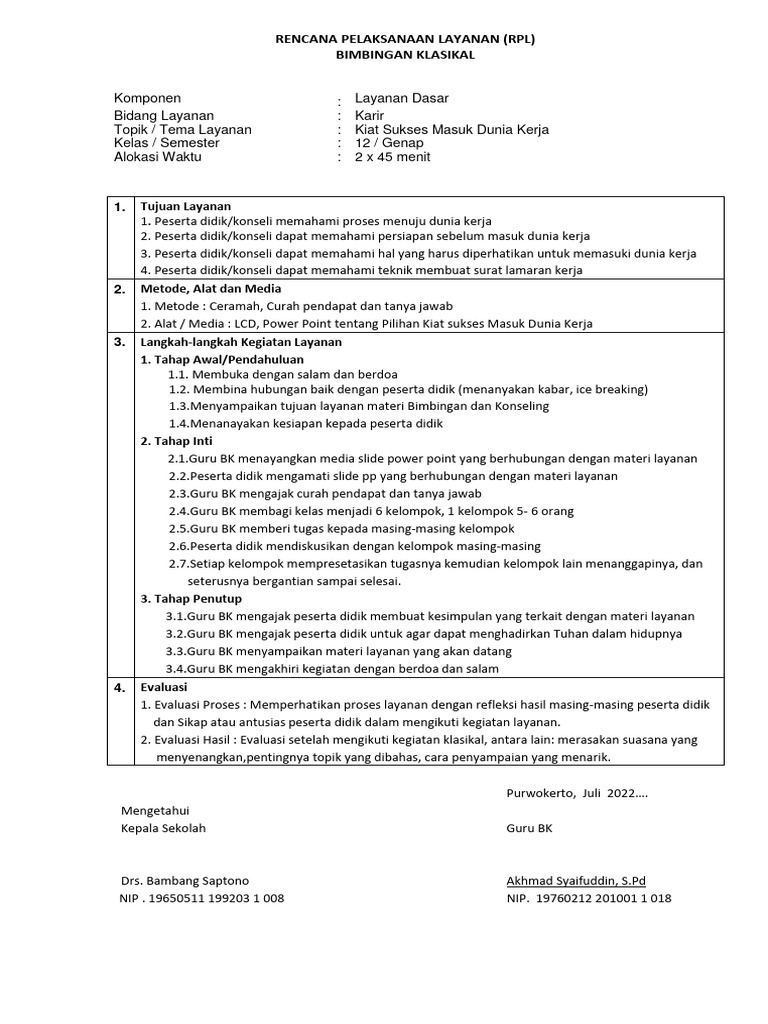 Contoh RPL | PDF | Karier & Perkembangan