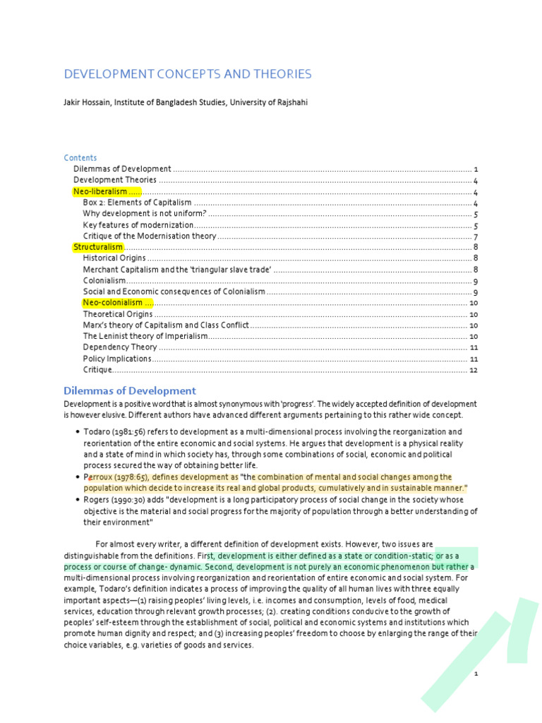 Concepts and Theories of Development | PDF | Capitalism | Market ...