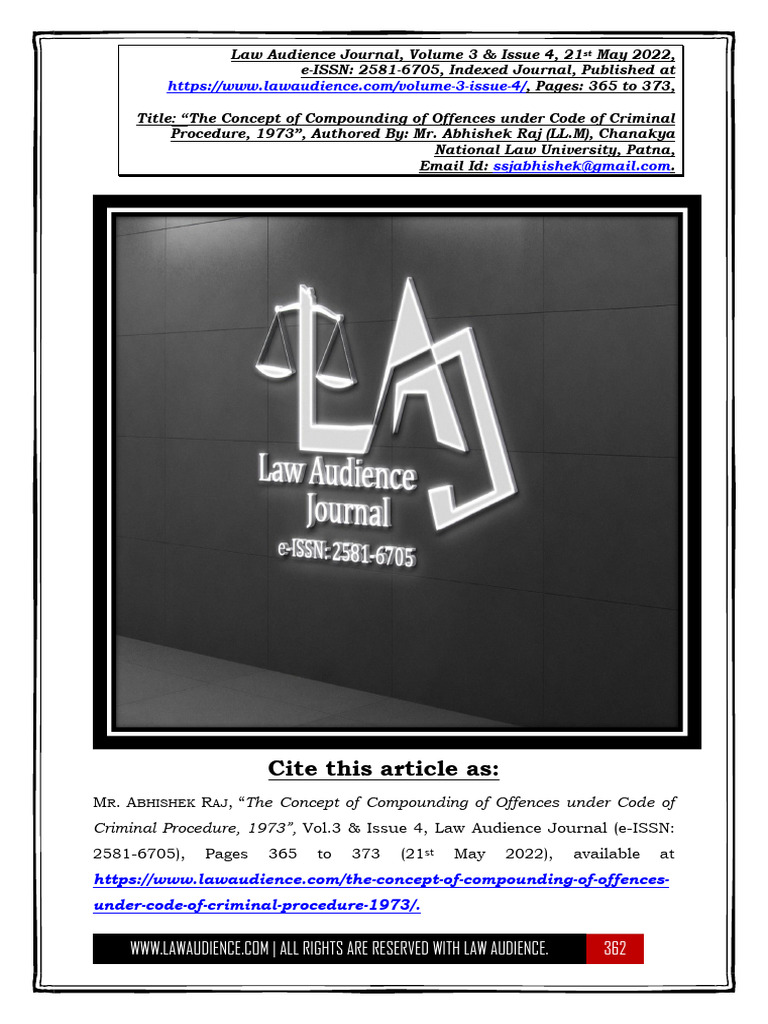The Concept of Compounding of Offences Under Code of Criminal Procedure ...
