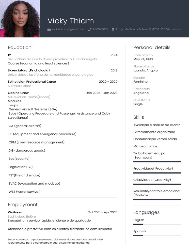 Resume Vicky Thiam | PDF | Gestão de relacionamento com o cliente | Business