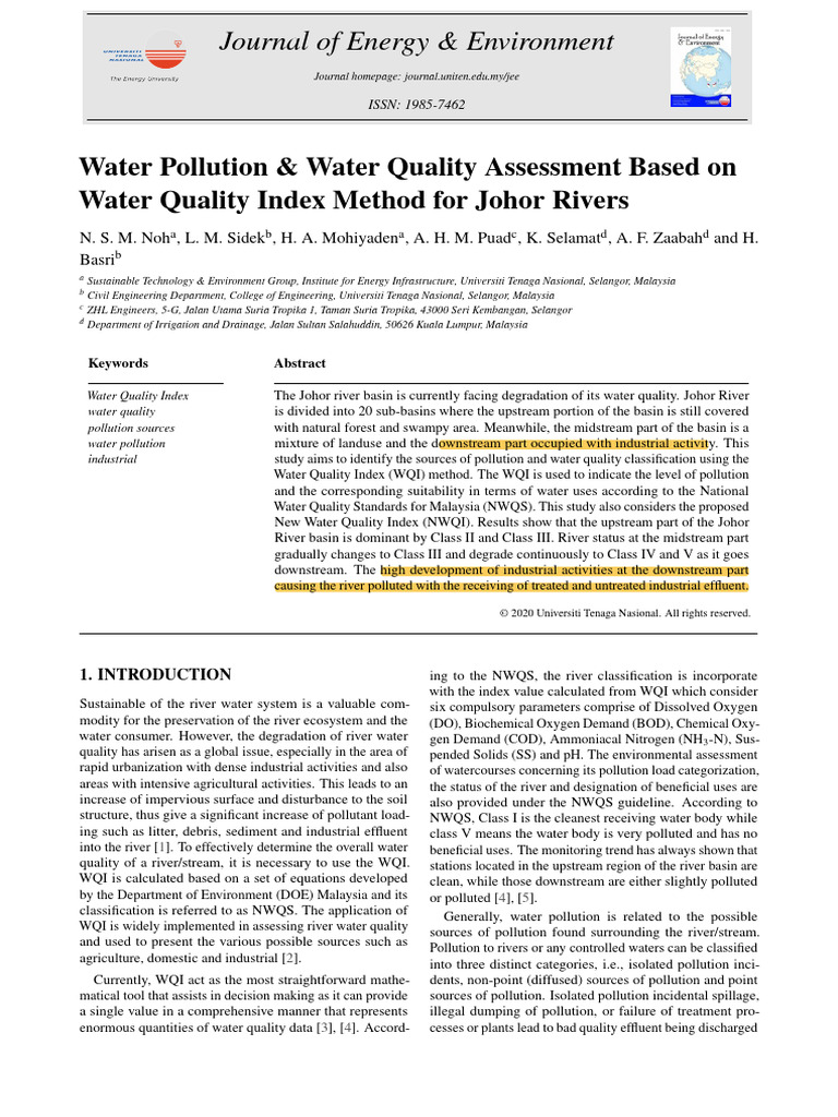 Water Pollution & Water Quality Assessment | PDF | Water Pollution ...