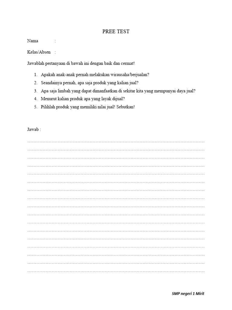 Pree Test Asli | PDF