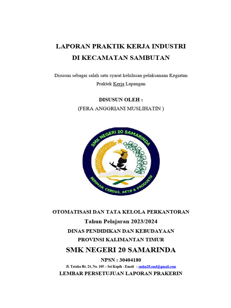 Cover Laporan PKL 2023 | PDF | Bisnis