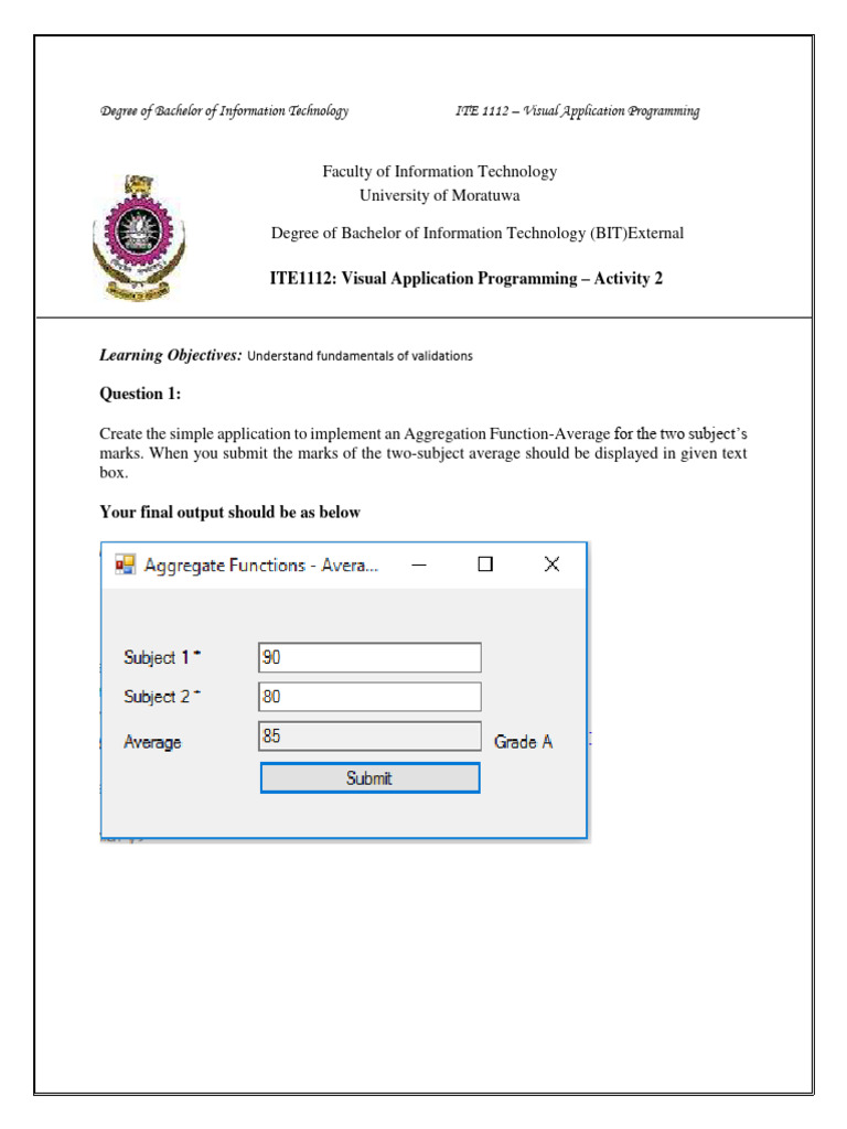 Activity 2 Visual Studio (1) CTV | PDF | C Sharp (Programming Language) | Variable (Computer ...