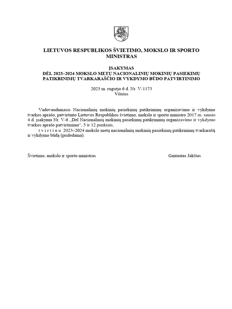 NMPP Tvarkarastis 2023 2024 1 | PDF