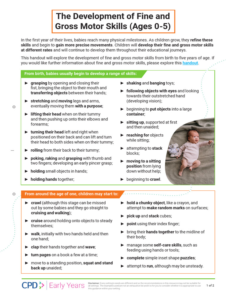 New CPD The Development of Fine and Gross Motor Skills Ages 0 5 - Ver ...