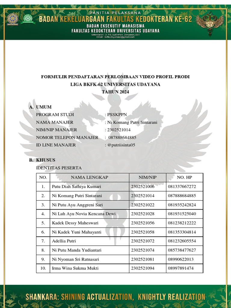 Formulir Pendaftaran Video Profil Prodi | PDF