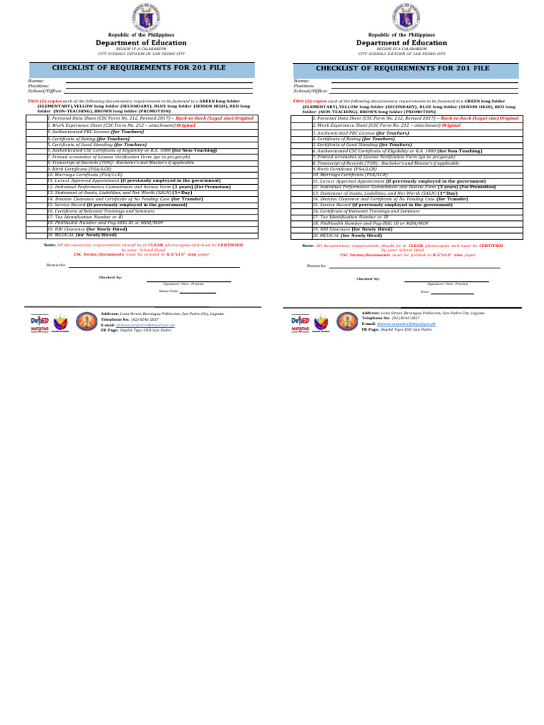 Checklist 201 File 1 | PDF | Government