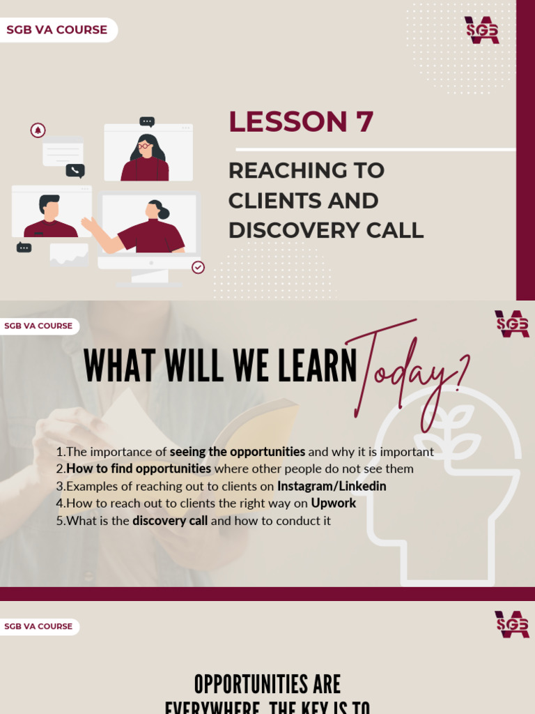 Lesson 7 - Reaching To Clients & Discovery Call | PDF | Target Audience ...