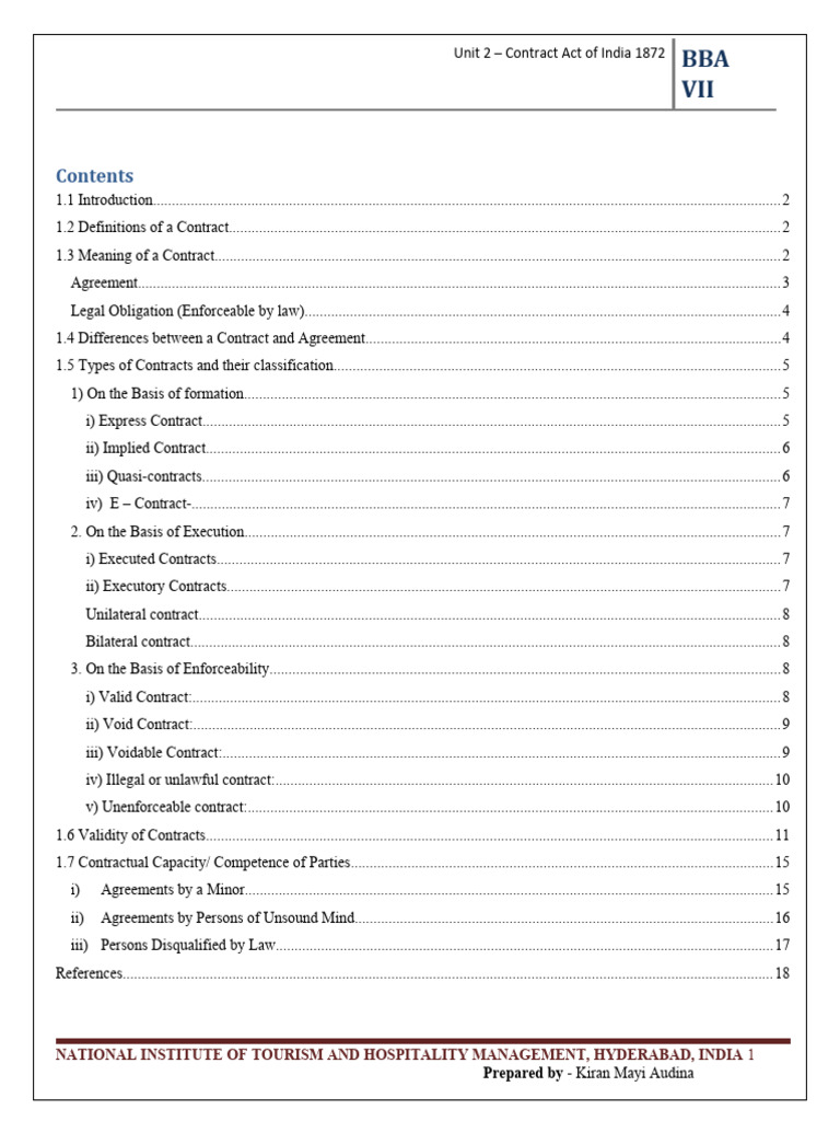Unit - 2 Contract Act of India | PDF | Consideration | Void (Law)