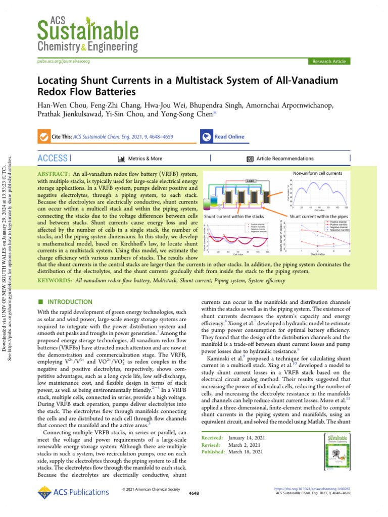 Chou Et Al 2021 Locating Shunt Currents in A Multistack System of All ...