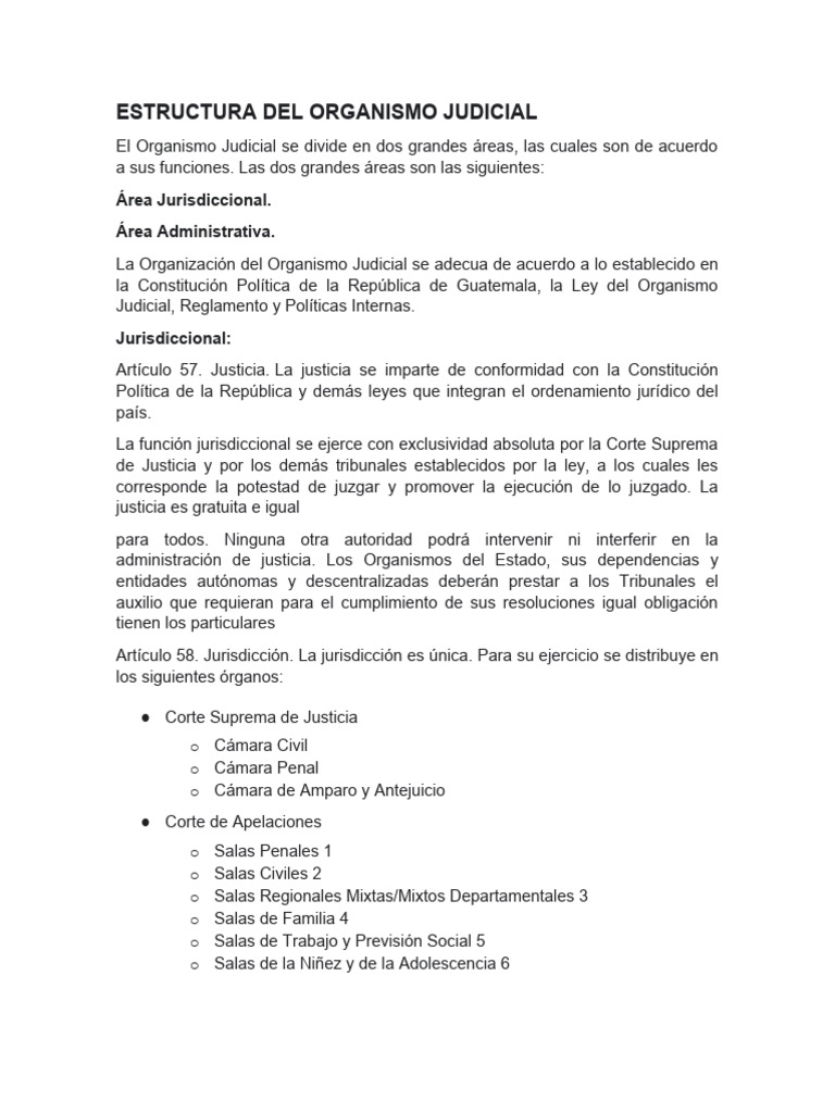 Trabajo Estructura Del Organismo Judicial | PDF | Judicaturas | Jurisdicción