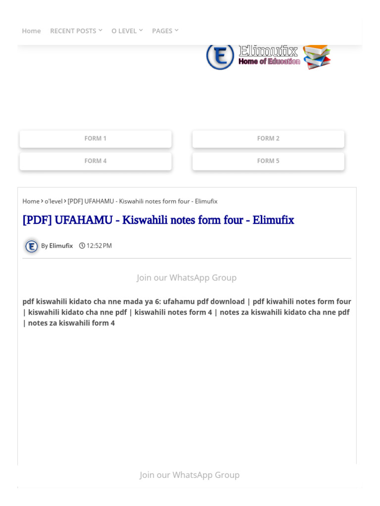 UFAHAMU - Kiswahili Notes Form Four | PDF