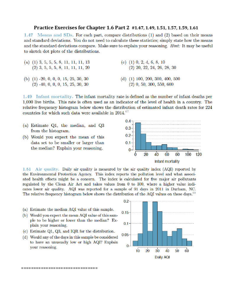 Practice Exercises Ch1 - 6 Part2 | PDF | Standard Deviation | Median