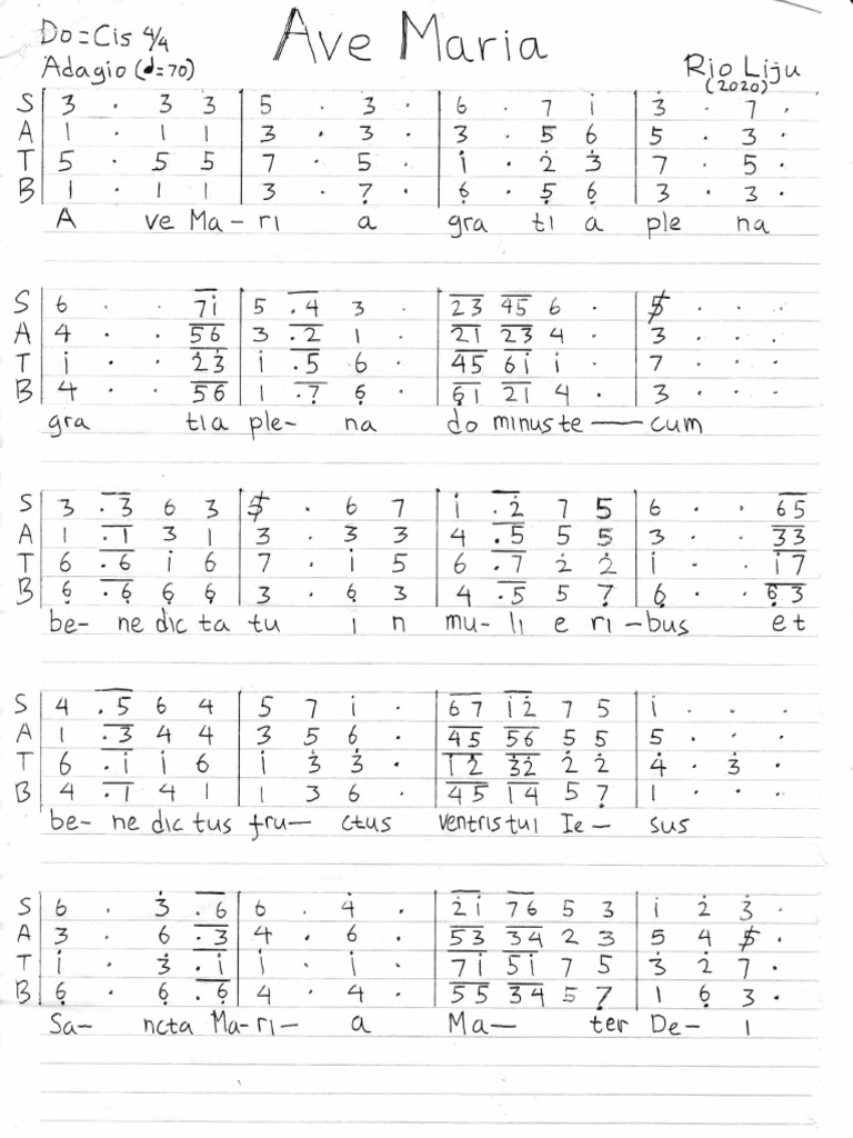 Ave Maria Rio Not Angka Do Cis 2020 (Full) - 1 | PDF