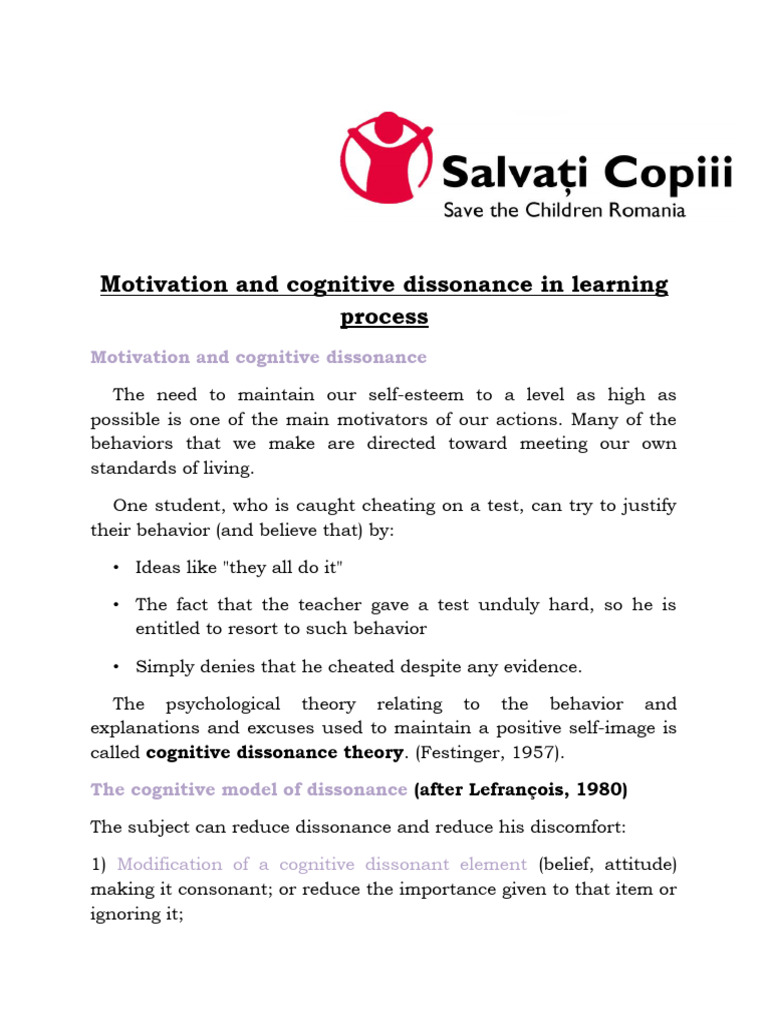 3 Motivation and Cognitive Dissonance in Learning Process | PDF
