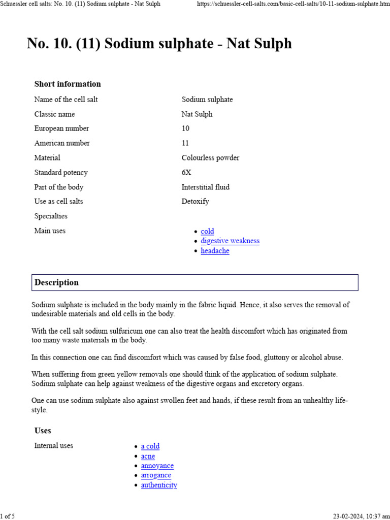10 Sodium Sulphate - Nat Sulph | PDF | Edema | Epidemiology