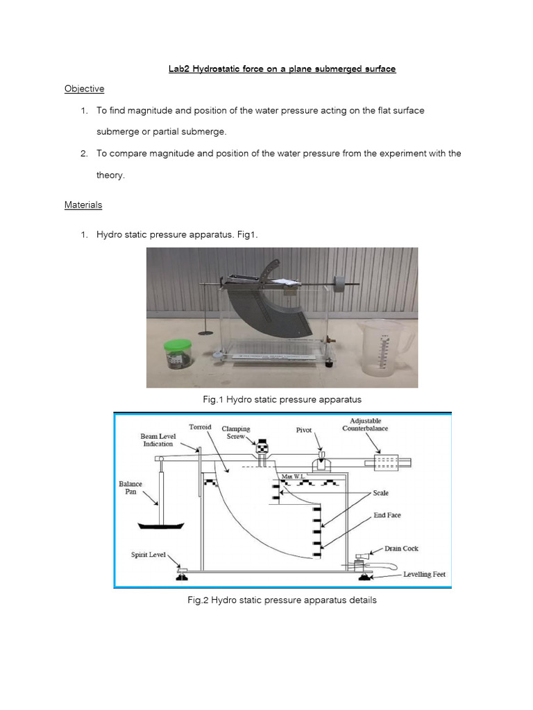 Hydrostatic Force on Submerged Surfaces | PDF | Pressure | Force