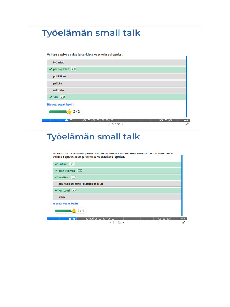 Suomen Kieli. Tehtävä 7. Työelämän Small Talk | PDF