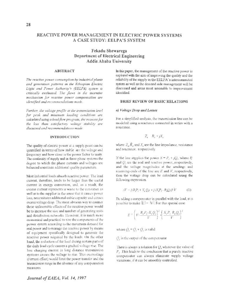 Reactive Power Management in Electric Power Systems | PDF