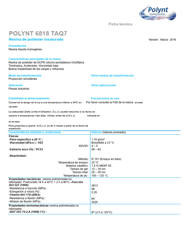 Polynt 6818 Taq7 | PDF | Física Aplicada e Interdisciplinaria | Química