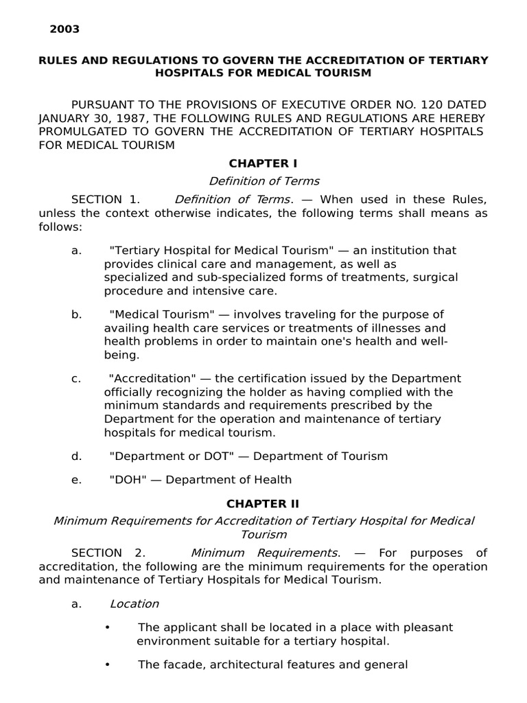 RULES For Hospitals For Medical Tourism | PDF