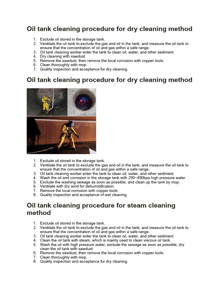 Oil Tank Cleaning Procedure | PDF