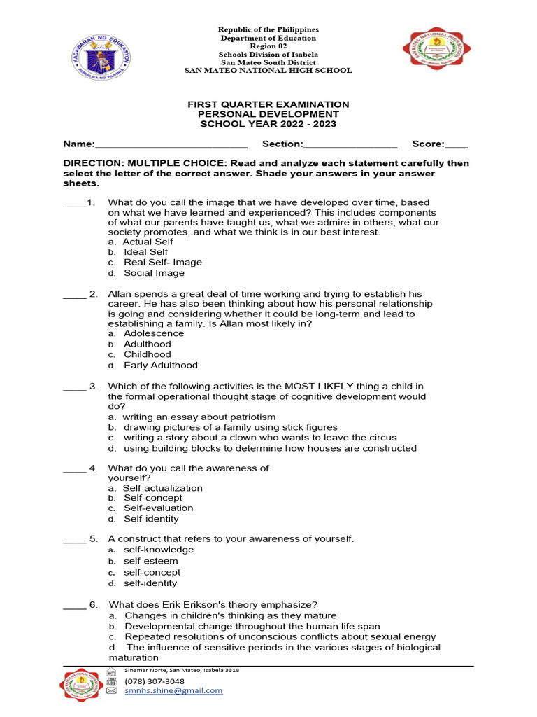 1ST Quarter Exam Perdev | PDF | Career & Growth