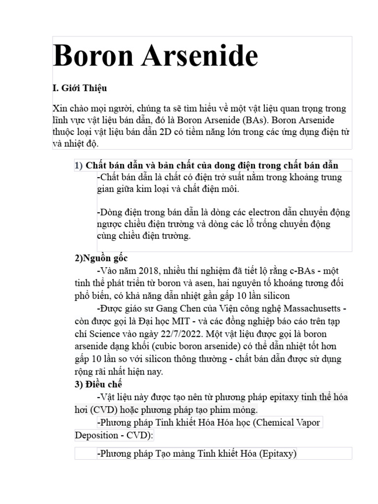Thuyết Trình Về Boron Arsenide | PDF
