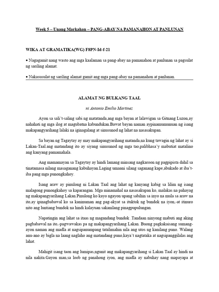 Module Week 5-Filipino 8 | PDF