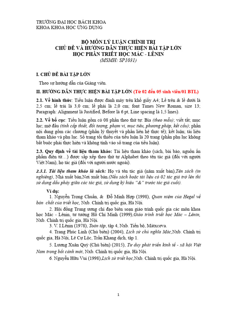 Quy Dinh Hinh Thuc BTL | PDF