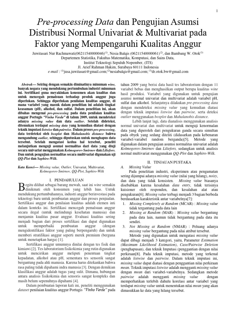 Pre Processing Data Dan Pengujian Asumsi | PDF