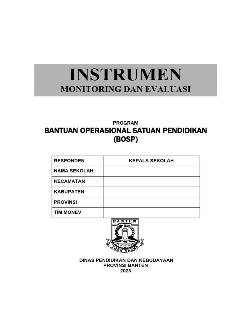 Instrumen Monitoring-monev-SMK - BOSP 2023 | PDF