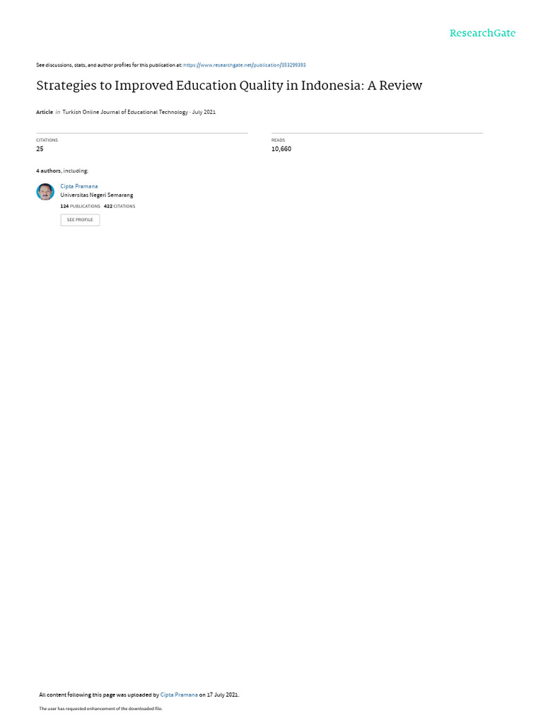 Strategiesto Improved Education Qualityin Indonesia AReview Turki ...