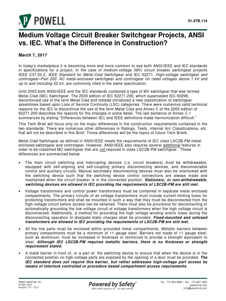 ANSI vs. IEC Medium Voltage Switchgear | PDF | Transformer | Electrical ...