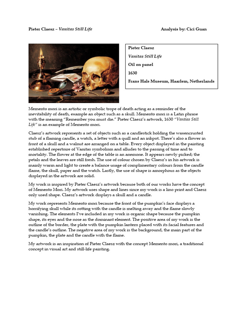CiCi Guan - Final Artist Analysis | PDF | Still Life | Visual Arts