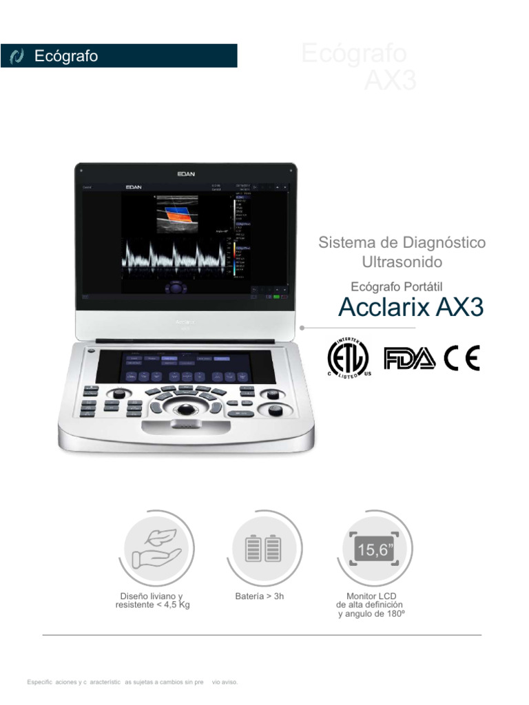 Ficha Tecnica Ecografo Edan Ax3 | Descargar gratis PDF | Ultrasonido | Experiencia subjetiva