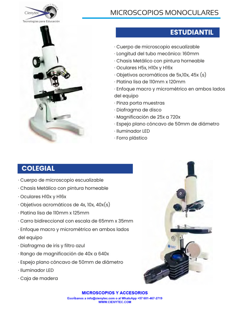 Microscopios: Tipos y Características | PDF | Píxel | Diodo emisor de luz